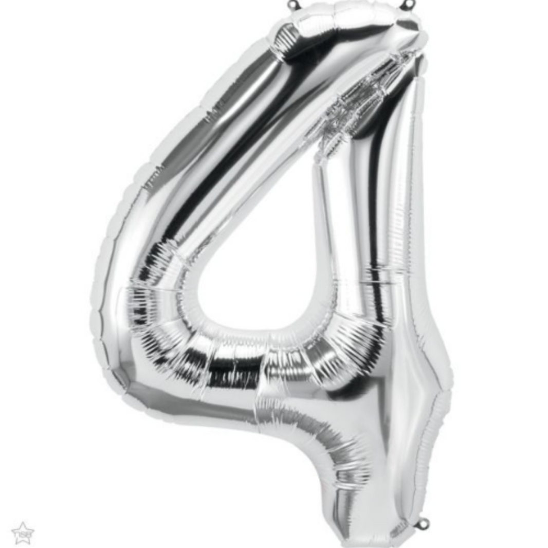 Number Balloons 34"- Silver – Runnin' Wild Kids